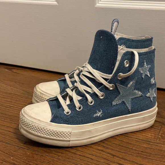 Converse All Stars | Shoes | Converse High Top Platform Blue Denim ...